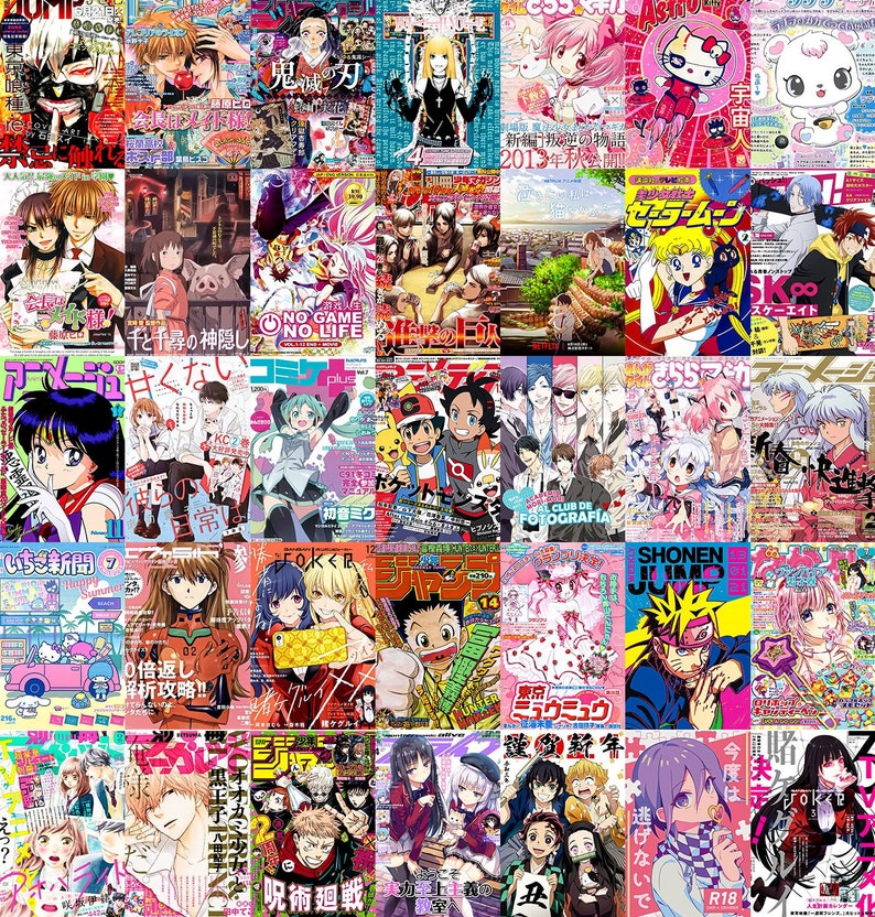 121 Anime Magazine Cover Posters Wall Collage Kit digital | Etsy