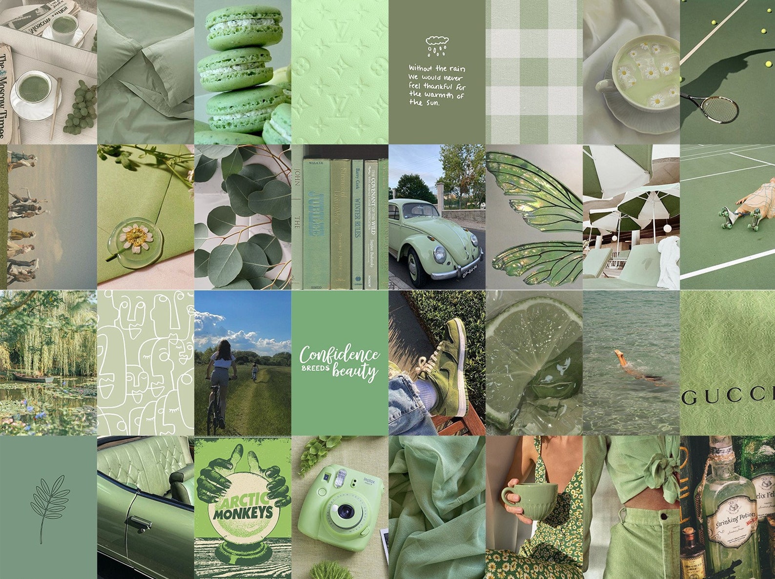 Sage Green Wall Collage Kit Green Aesthetic Wall Collage - Etsy.de