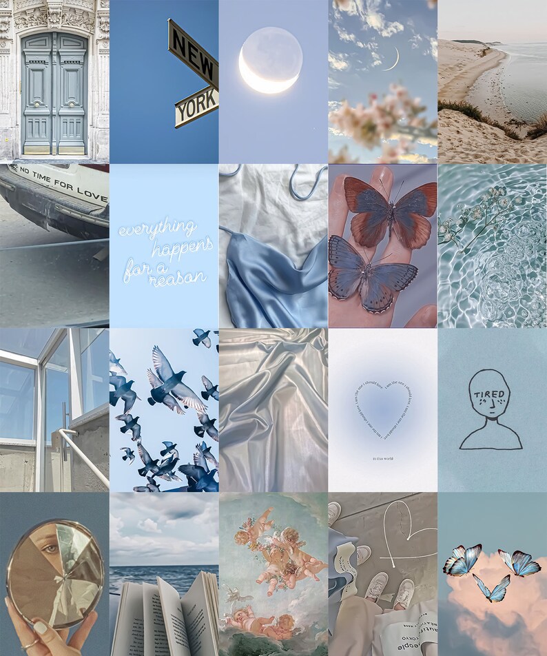 Dreamy Blue Wall Collage Kit Blue Wall Collage Photo Wall | Etsy