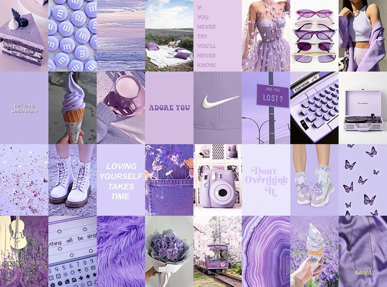 Lavender Soft Purple Collage Kit Purple Wall Collage Picture Etsy