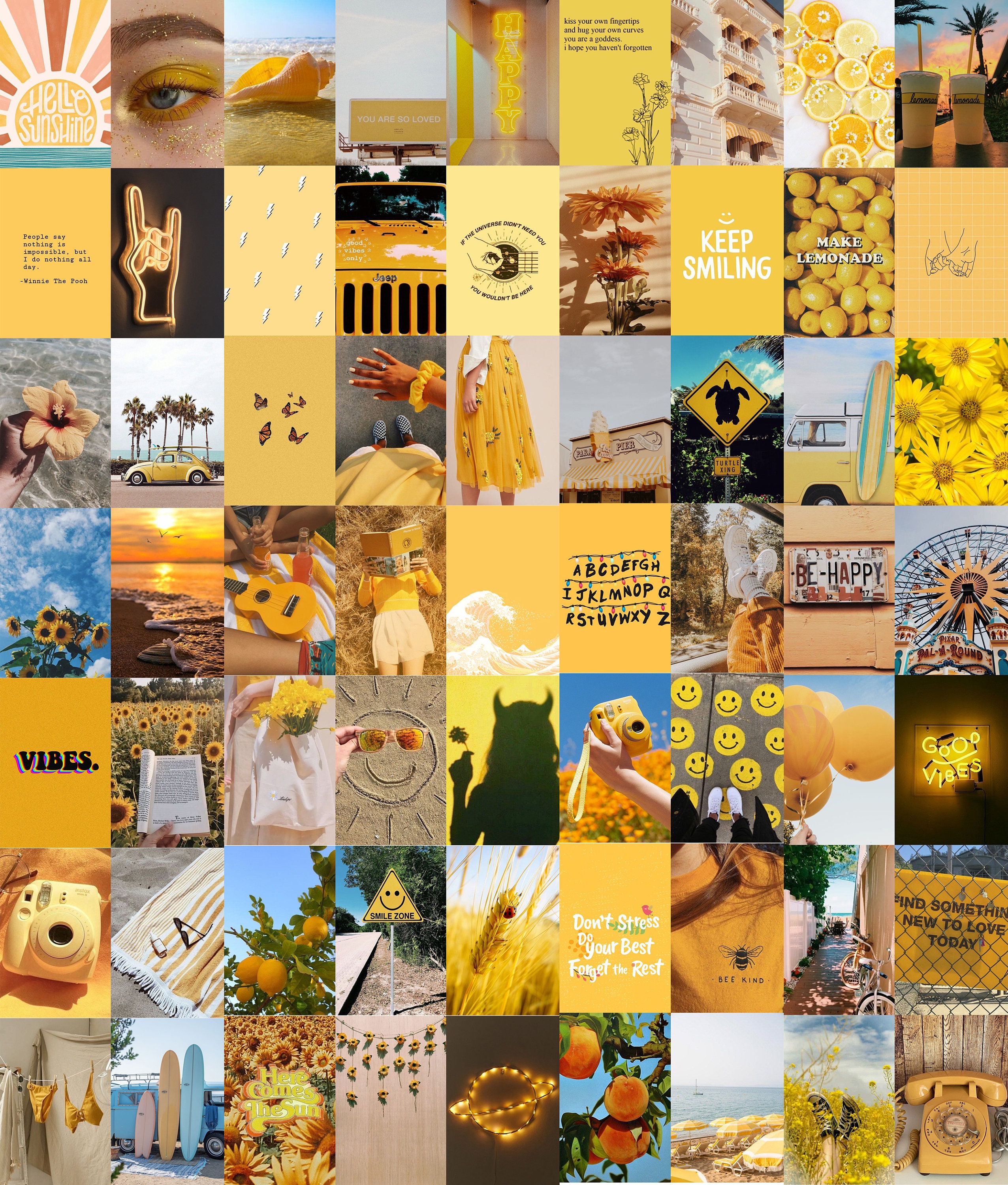 Sunshine Wall Collage Kit Digital Download Yellow Photo Etsy