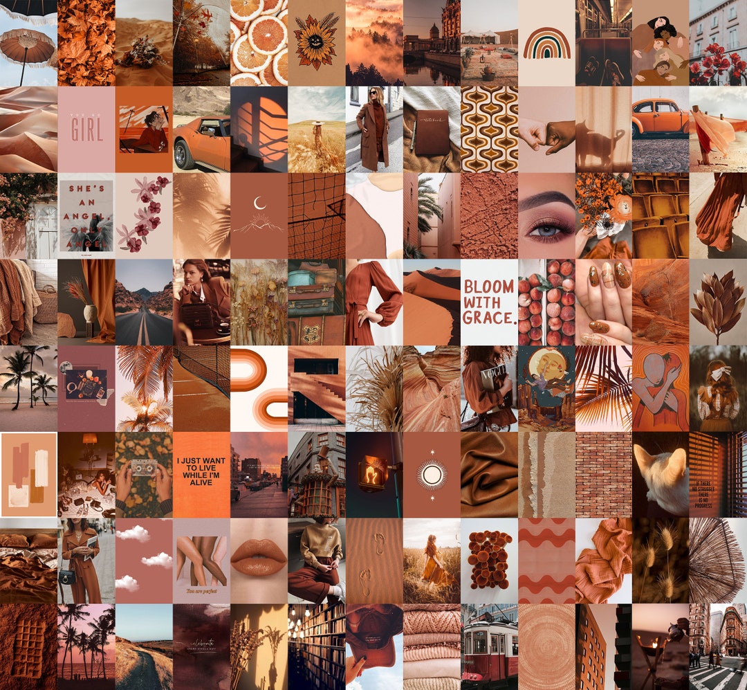 WALL COLLAGE KIT Rust Orange Collage Kit Boho Collage Wall - Etsy UK