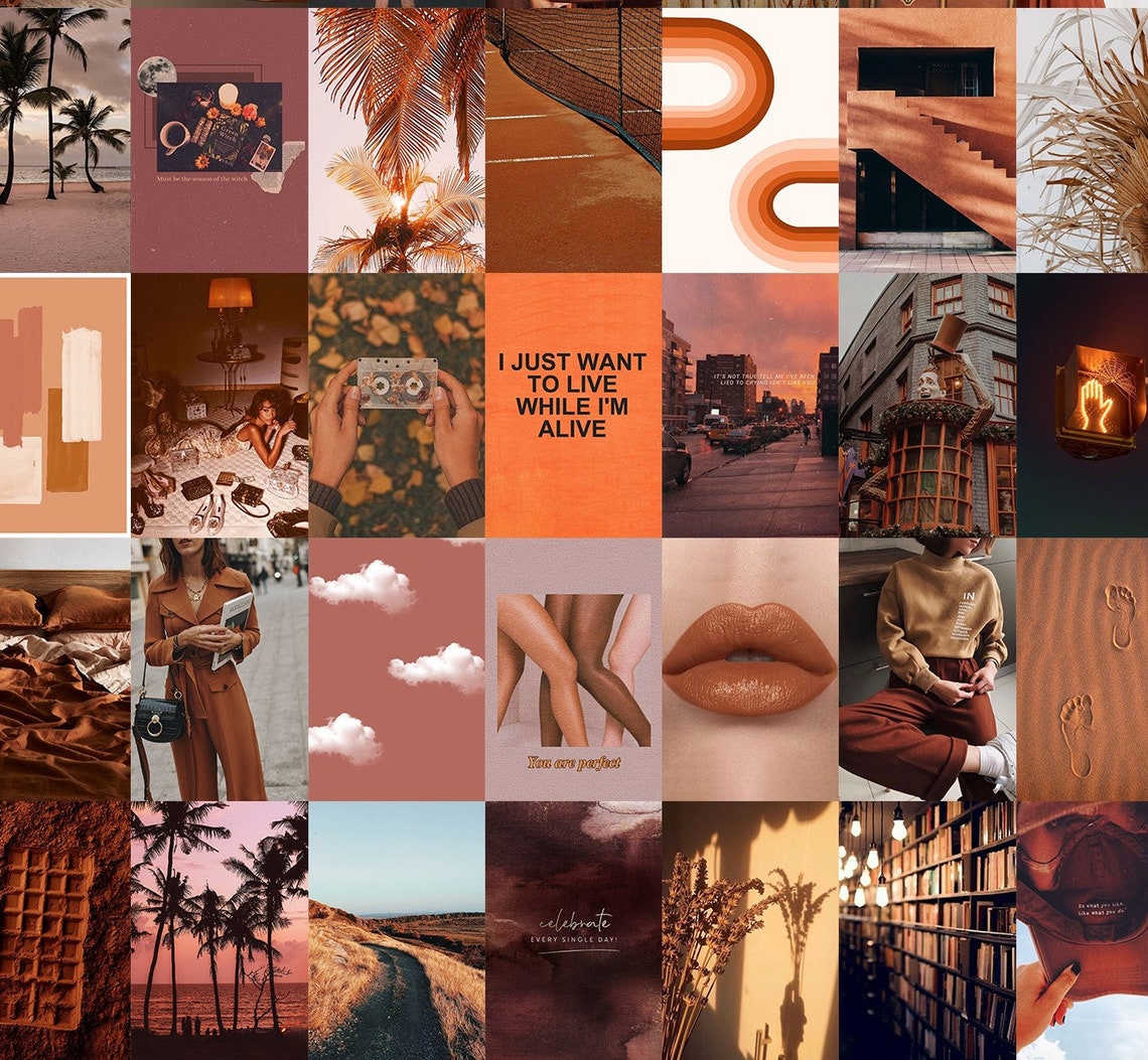 WALL COLLAGE KIT Rust Orange Collage Kit Boho Collage Wall - Etsy UK
