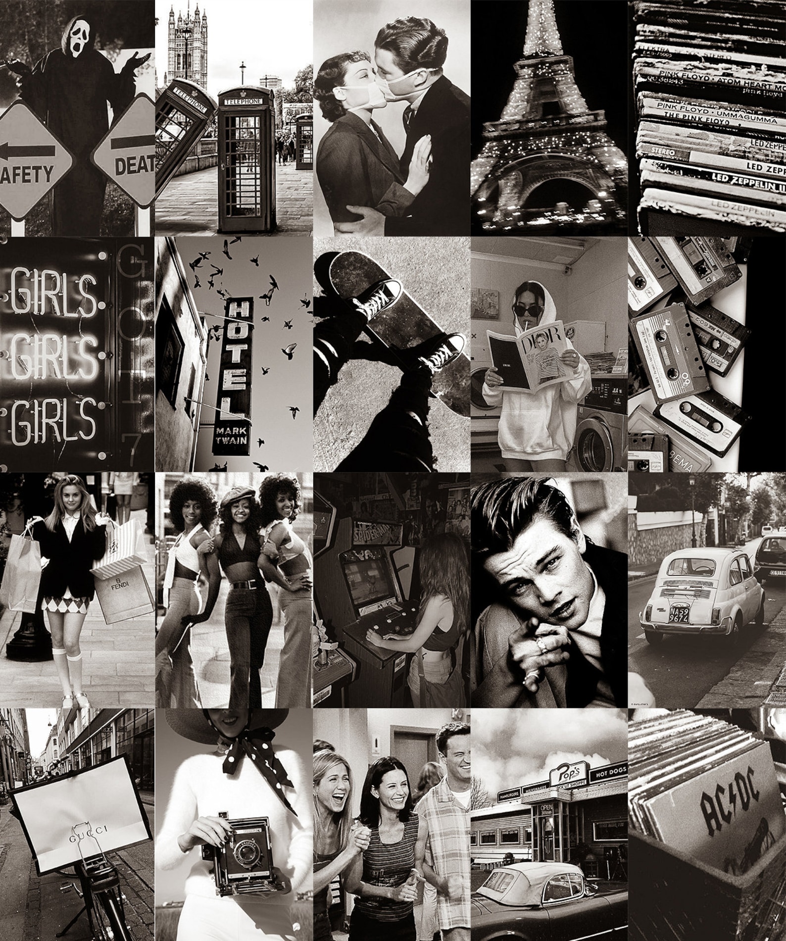 Vintage Black and White Wall Collage Kit digital Download - Etsy