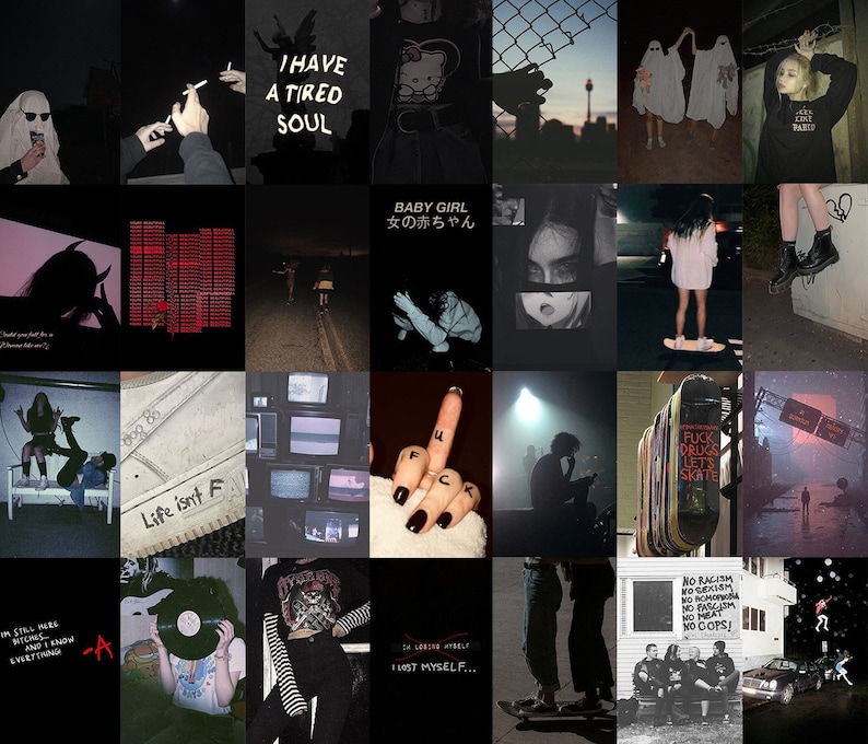 PHOTO COLLAGE KIT Grunge Wall Collage Kit Dark Collage - Etsy