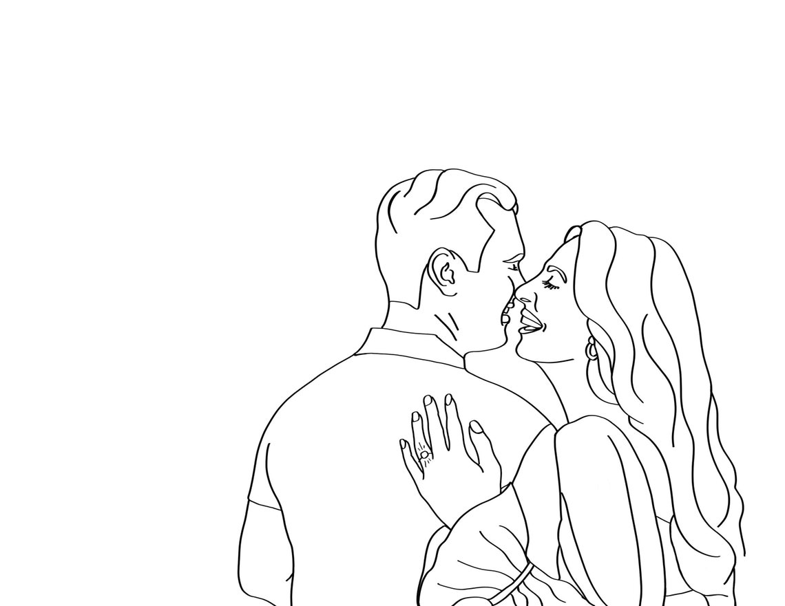 Custom Line Drawing of Honeymoon Custom Portrait Line Art - Etsy
