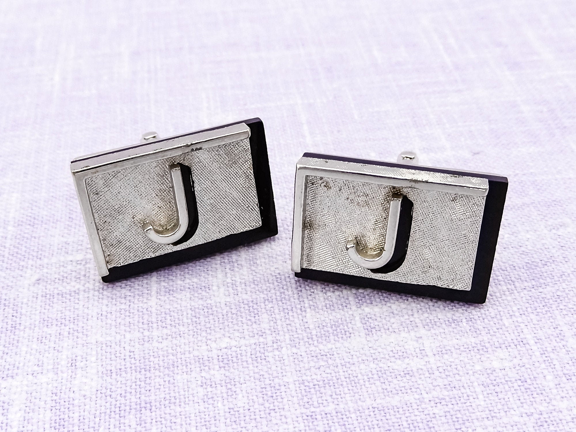 Vintage Silver-Toned Swank Monogrammed Cuff Links With J | Etsy