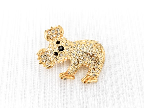 Vintage Gold-Toned Koala Bear Figural Brooch With Cle… - Gem