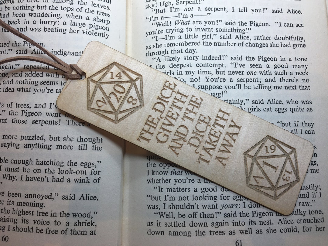 D&D Inspired Laser Engraved Bookmark 'the Dice Giveth and the Dice ...
