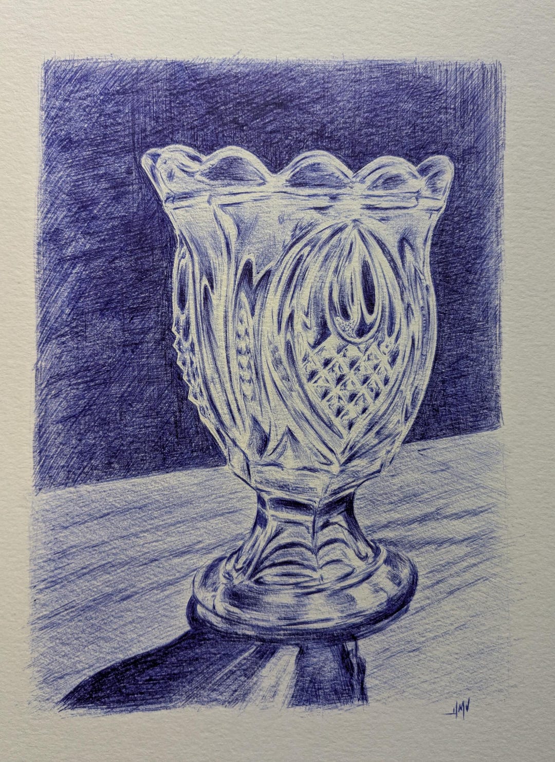 Original Art - Ballpoint Pen Drawing of a Flint Glass New England ...