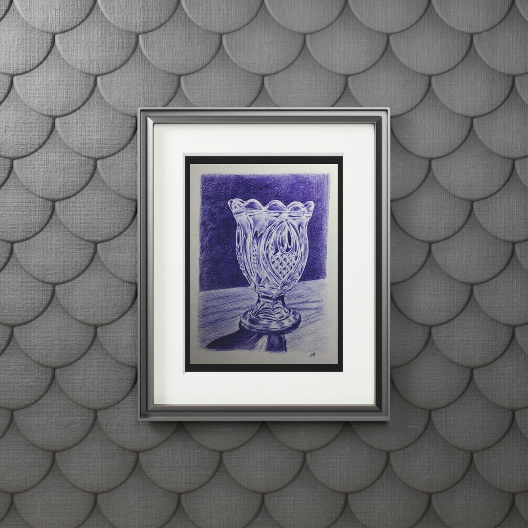 Ballpoint Drawing of New England Flint Glass Spooner Fine Art Prints ...