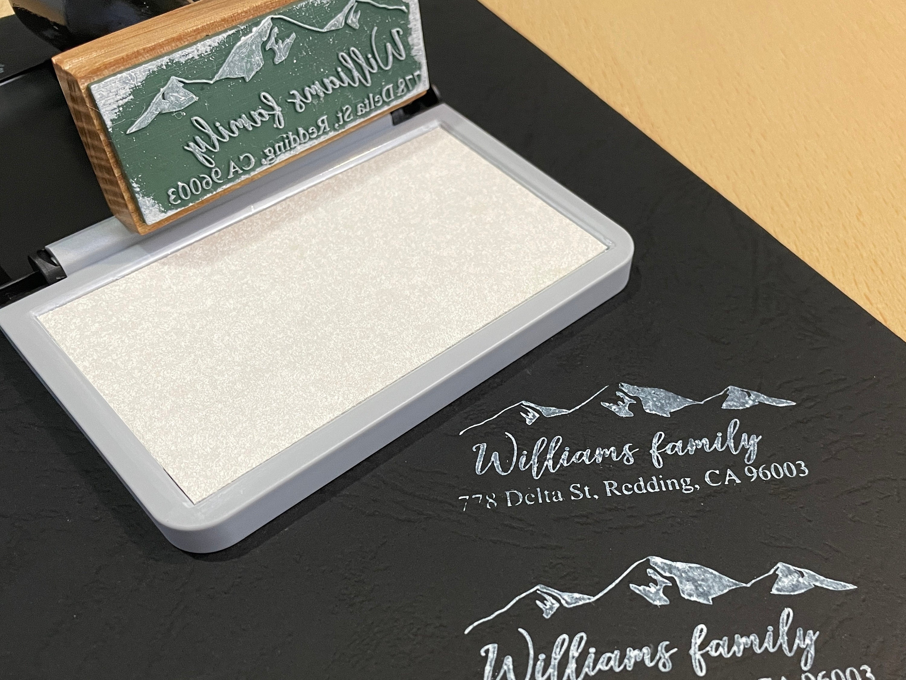 WHITE INK STAMP, Return Address Stamp, Stamp for Black Envelopes ...