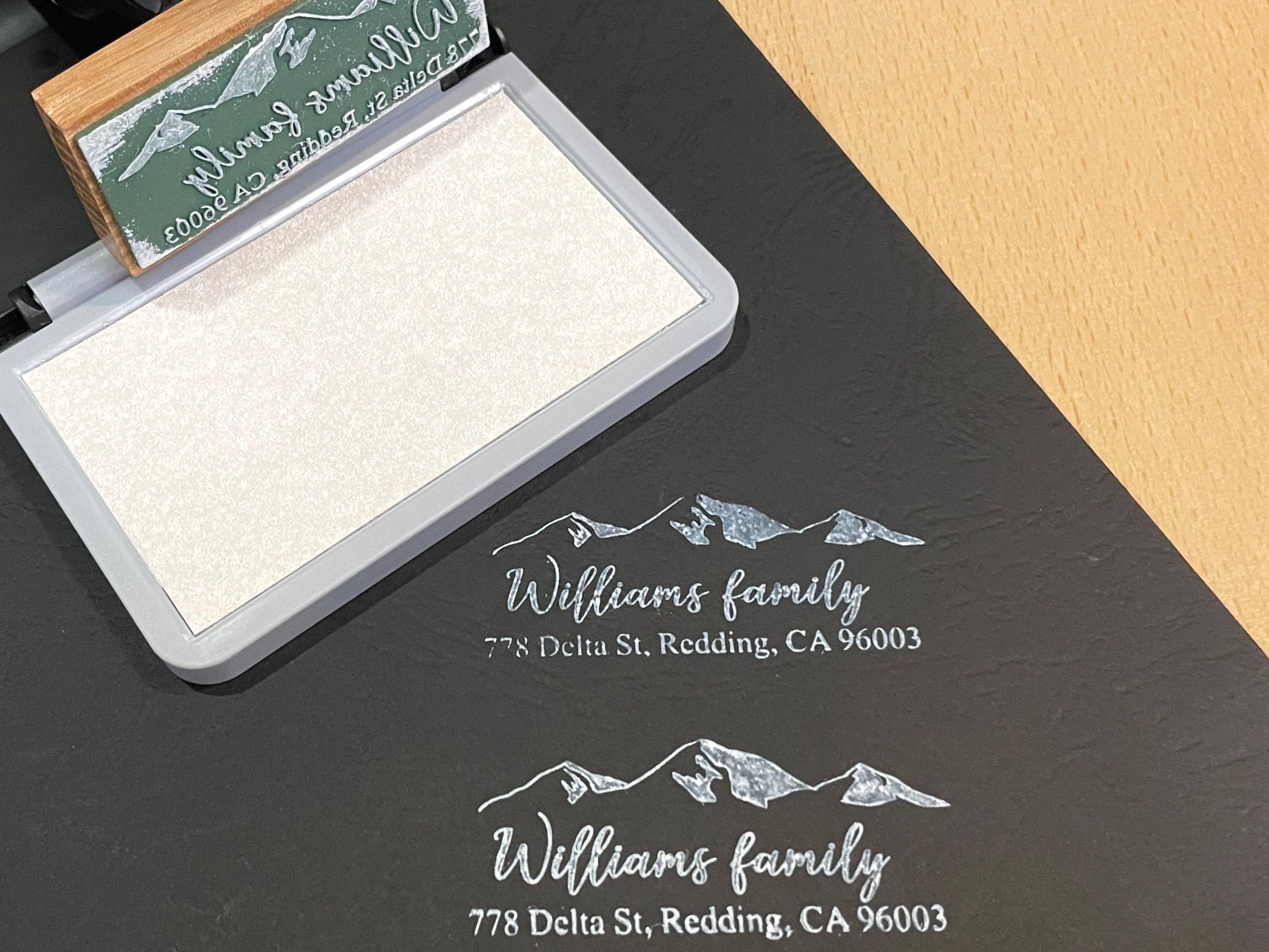 WHITE INK STAMP Return Address Stamp Stamp for Black - Etsy