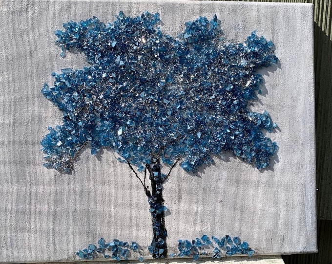 Crushed Glass and Glitter Canvas Glam Wall Art Bling Painting Glitter ...