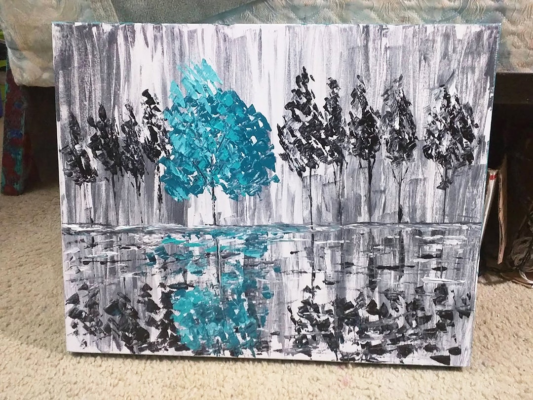 Abstract Tree Painting on Canvas - Textured Wall Art Large - 5 Ft Wall ...