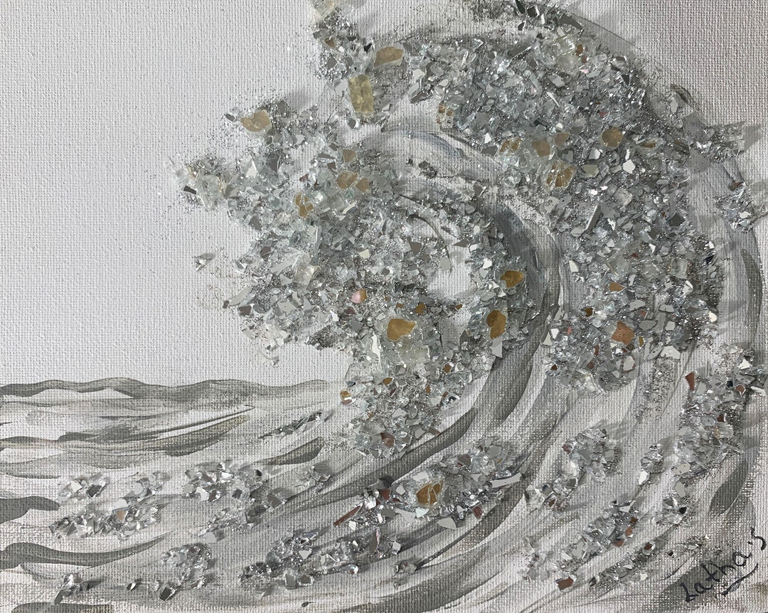 Silver and Grey Crystal Painting - Bling Painting - Crushed Glass and ...