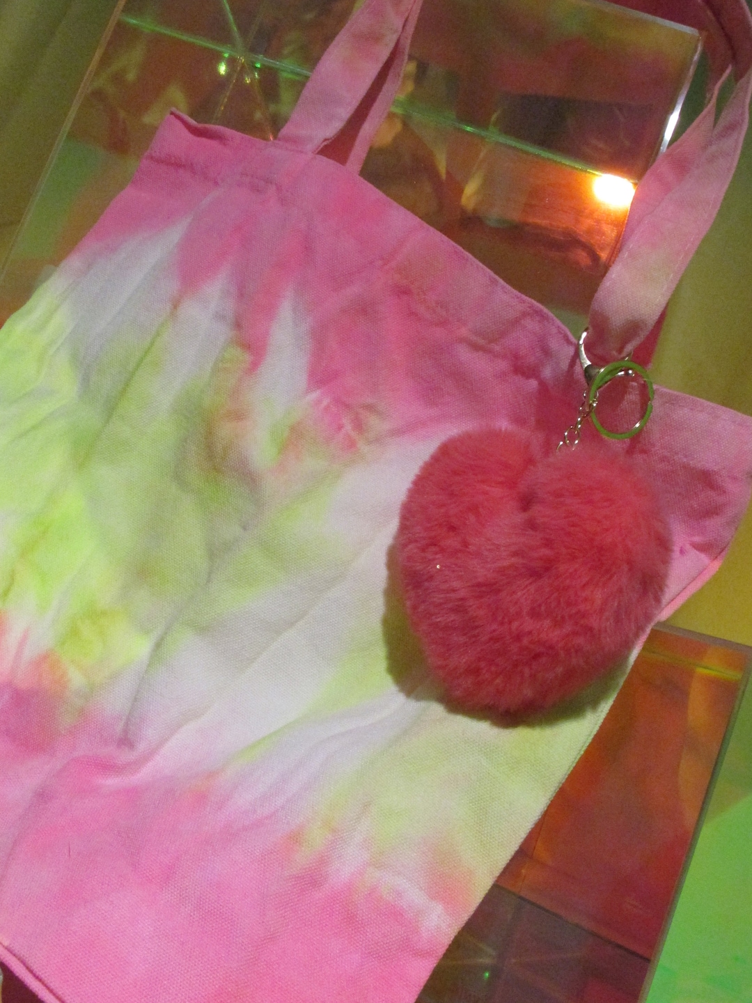 Hot Pink and Yellow-tie-dye With Heart Key Chain - Etsy