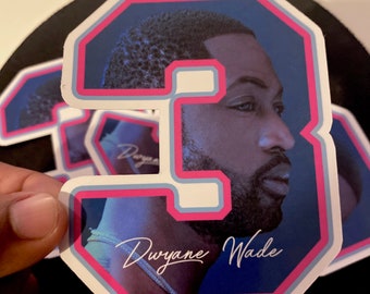 Dwyane Wade Back-to Miami Vice Glossy Sticker 3, Water Resistant Laptop ...