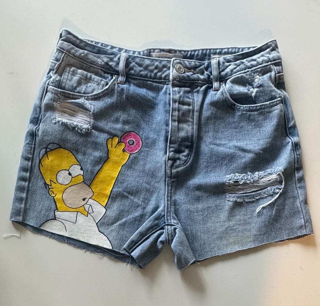 Simpsons Painted Jean Shorts - Etsy