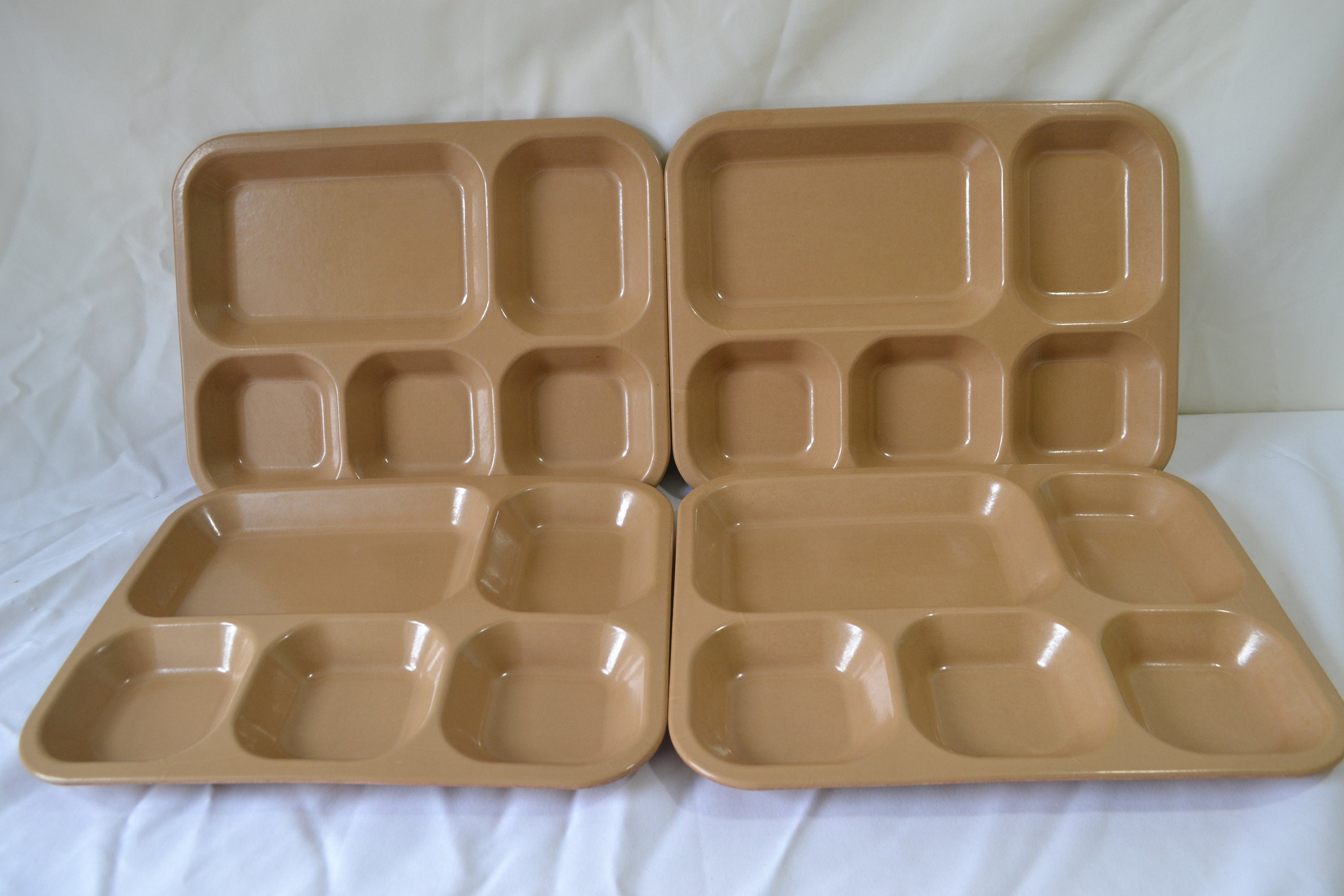 Lot of 4 Vintage HALSEY Inc. 1977 Military Cafeteria Food Trays Divided ...