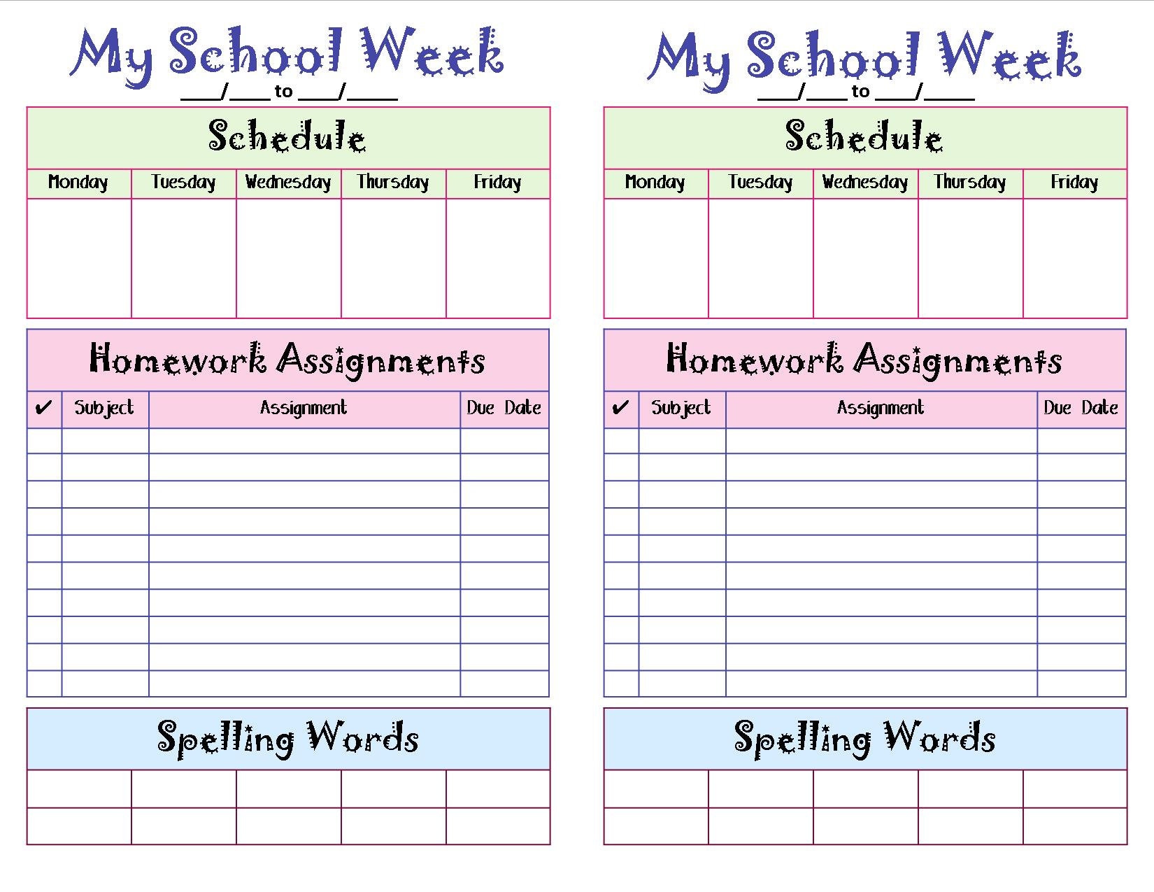 Colorful Homework Planner - Etsy