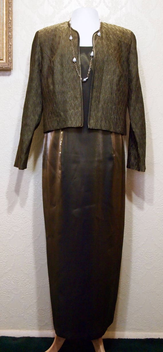 Metallic GOLD BLACK 2 Piece Dress and Jacket Set Mother of the | Etsy