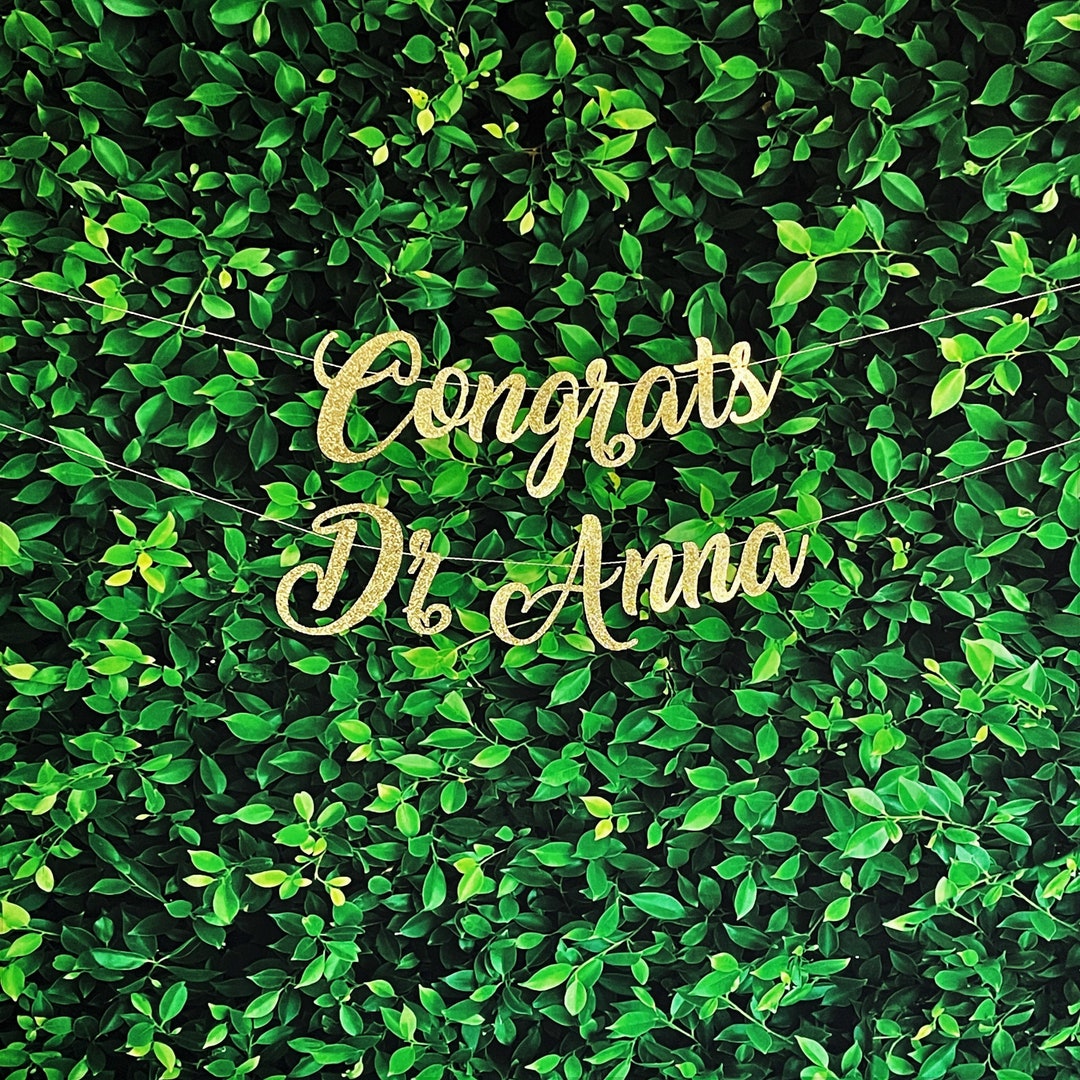 Personalized Doctor Graduation Glitter Banner in Gold Silver Garland ...