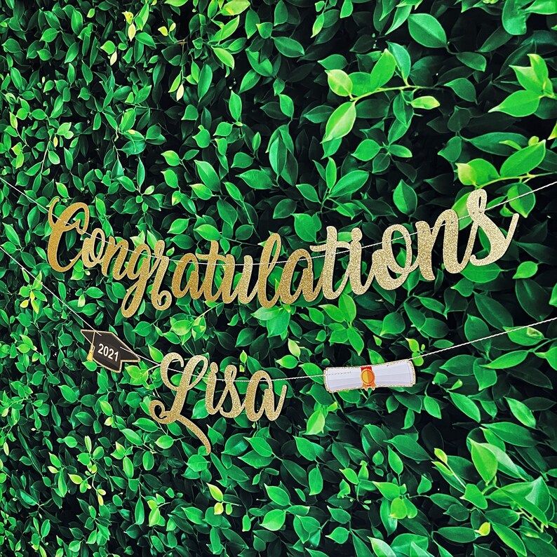 Personalized Congratulations Graduation Glitter Banner W/ Cap - Etsy