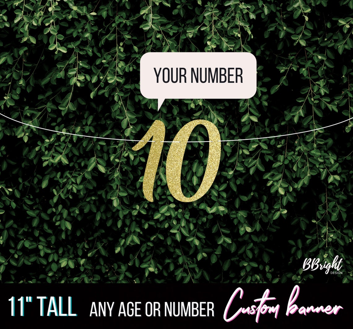 Personalized Any Age Birthday Banner Gold Silver Glitter Sign - Etsy