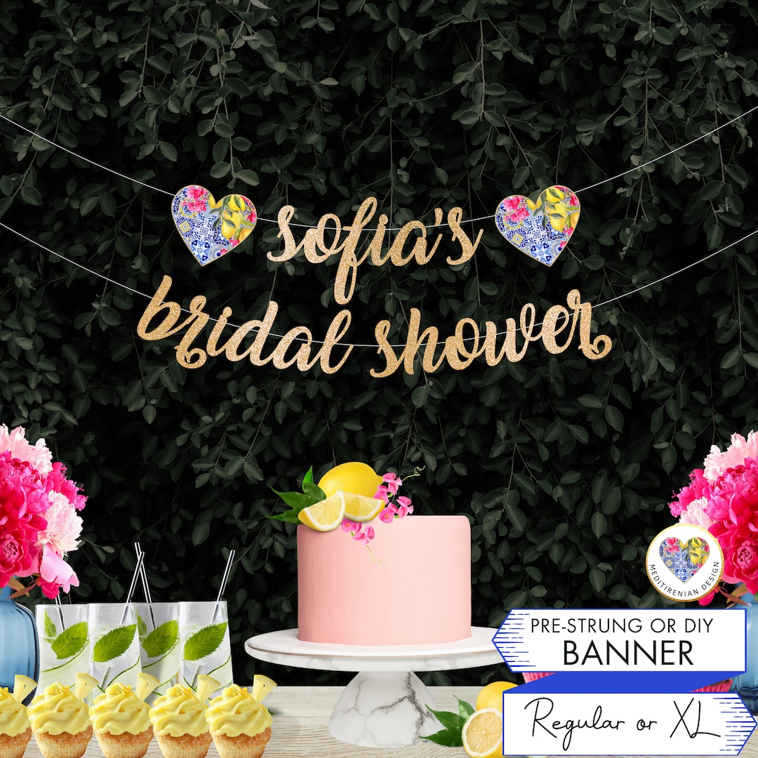 Mediterranean Bridal Shower Banner Custom Sign Lemon Bridal Shower Sign ...