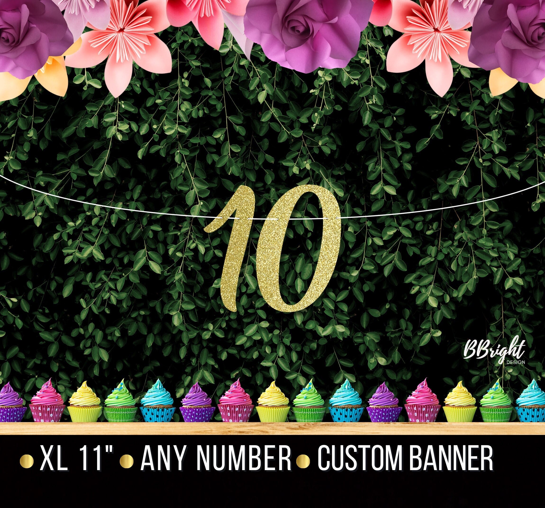 Personalized Any Age Birthday Banner Gold Silver Glitter Sign - Etsy