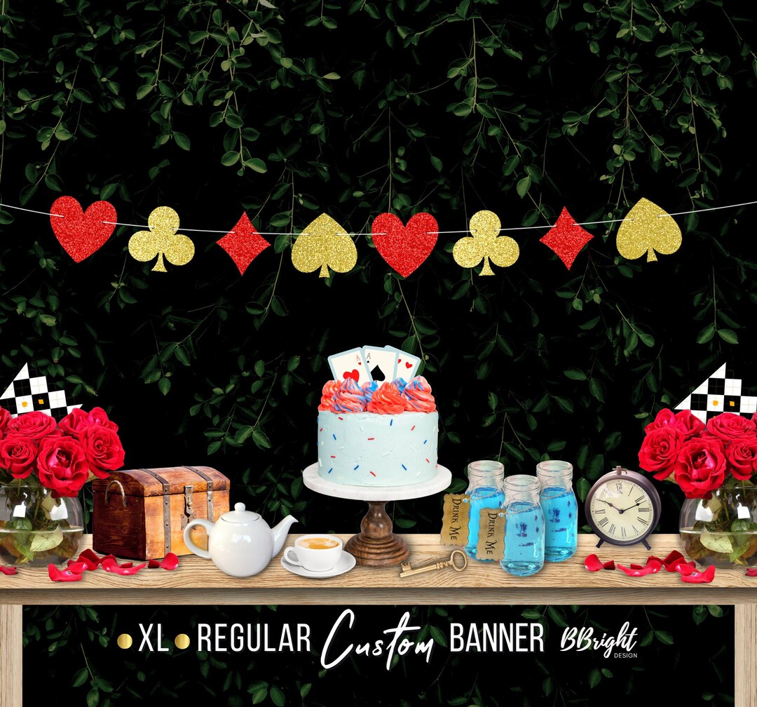 XL Spades Banner Hearts Banner Custom Garland Wonderland Banner Baby ...