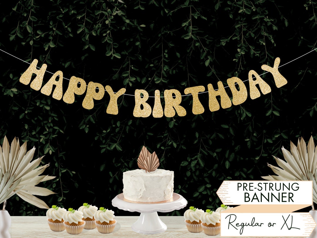 Retro Happy Birthday Banner Groovy Birthday Banner Groovy Party Sign ...