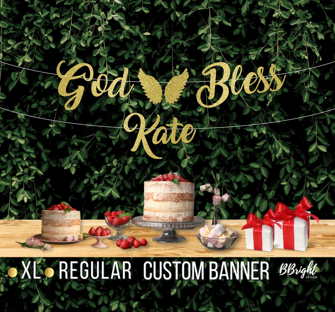 Personalized God Bless Name Banner Gold Silver Glitter Sign Custom ...