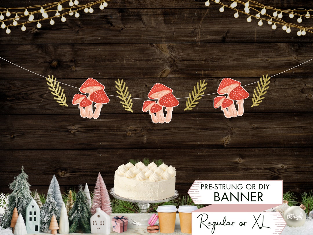 Mushroom Garland Mushroom Banner Party Sign Mushroom Garden Decor Fairy ...