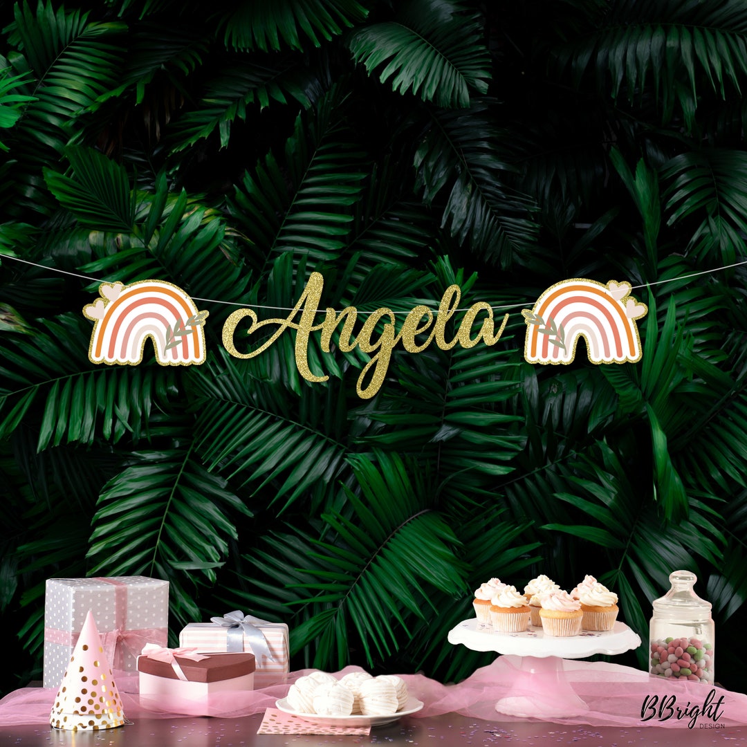 Rainbow Name Banner Personalized Banner Pastel Rainbow Boho Birthday ...
