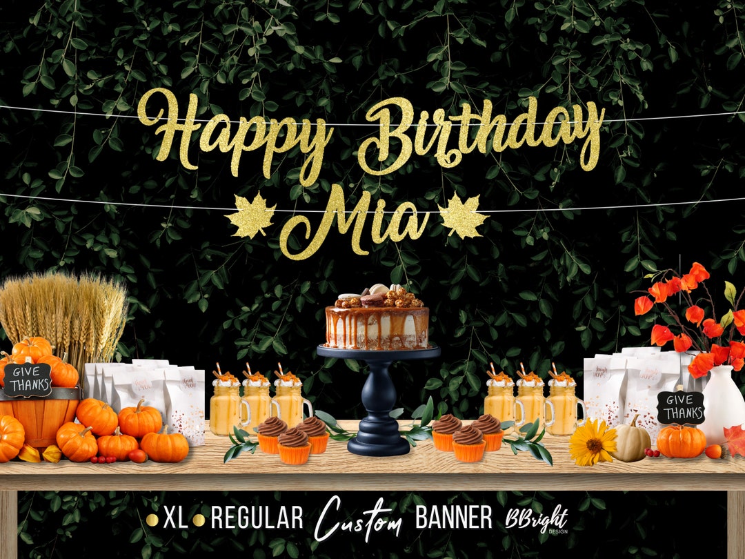 Personalized Name Banner Happy Birthday Banner Fall Leaves Banner ...