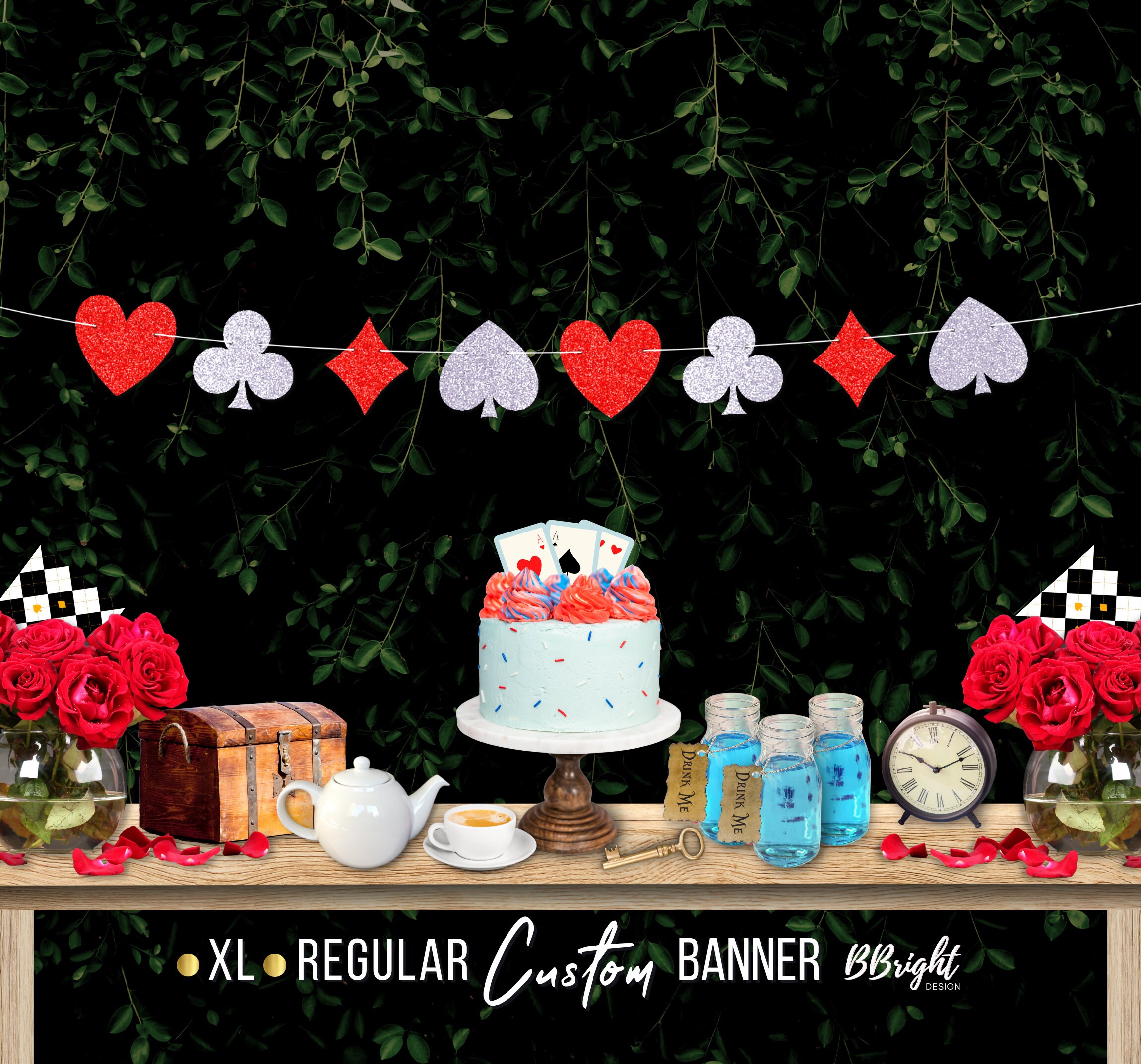 XL Spades Banner Hearts Banner Custom Garland Wonderland | Etsy
