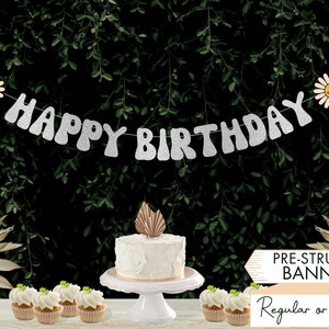 Retro Happy Birthday Banner With Smiley Face Daisy Groovy Birthday ...