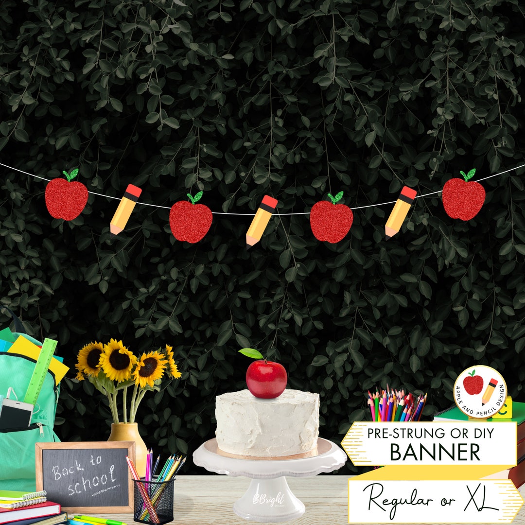 Apple and Pencil Garland Back to School Sign Back to School Banner ...