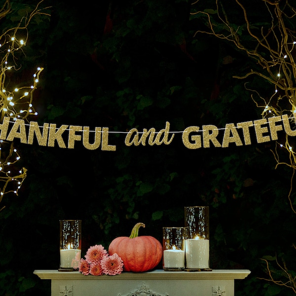 Glitter Grateful Banner - Etsy