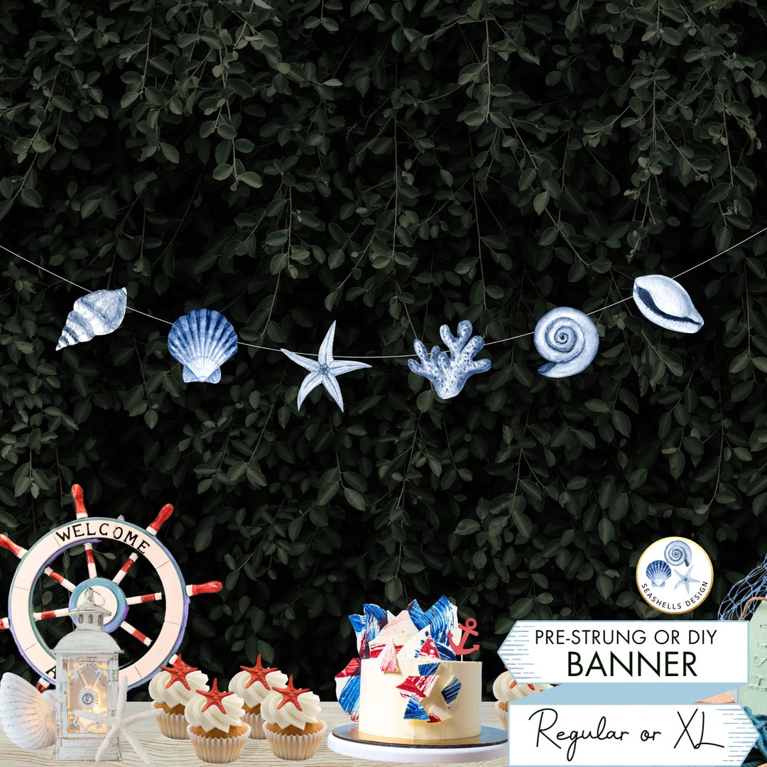 Coastal Banner Seashell Garland Coastal Bachelorette Decor Coastal Baby ...
