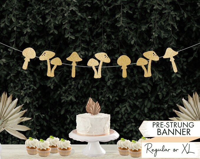 Mushroom Banner, Mushroom Birthday Banner, Mushroom Party Decorations ...