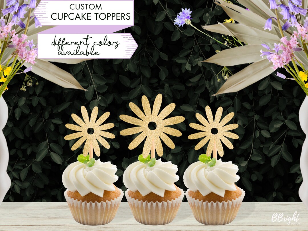 Wildflower Cupcake Toppers Flower Theme Birthday Wildflower Baby Shower ...
