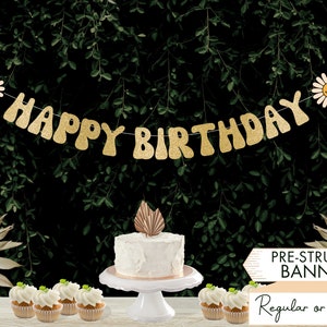 Retro Happy Birthday Banner With Smiley Face Daisy Groovy - Etsy