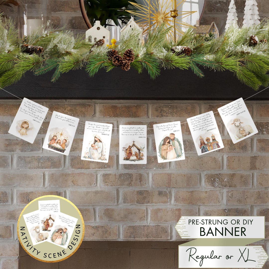 Nativity Scene Set Banner Christmas Decor Christian Quotes Farmhouse ...