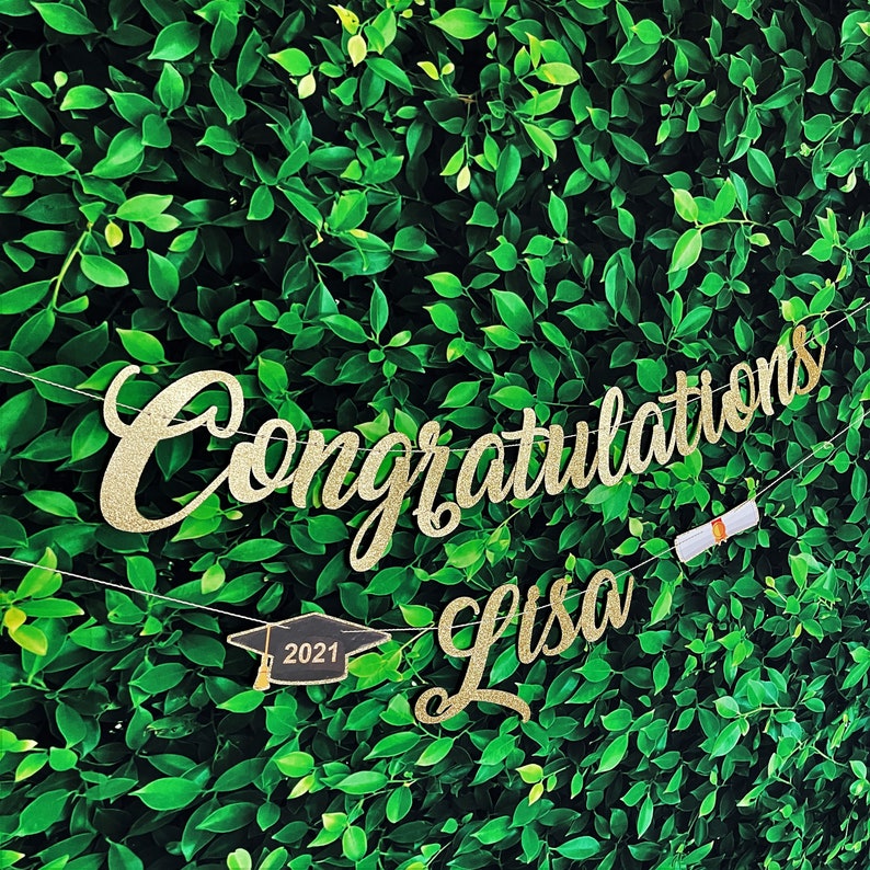 Personalized Congratulations Graduation Glitter Banner W/ Cap - Etsy