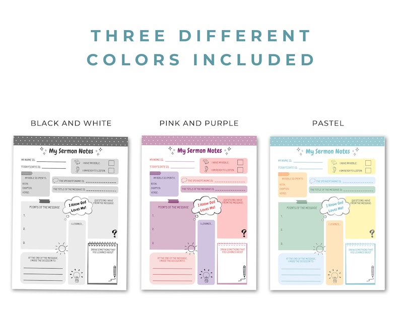 Sermon Notes for Kids | Children’s Sermon Notes | Church Notes for ...