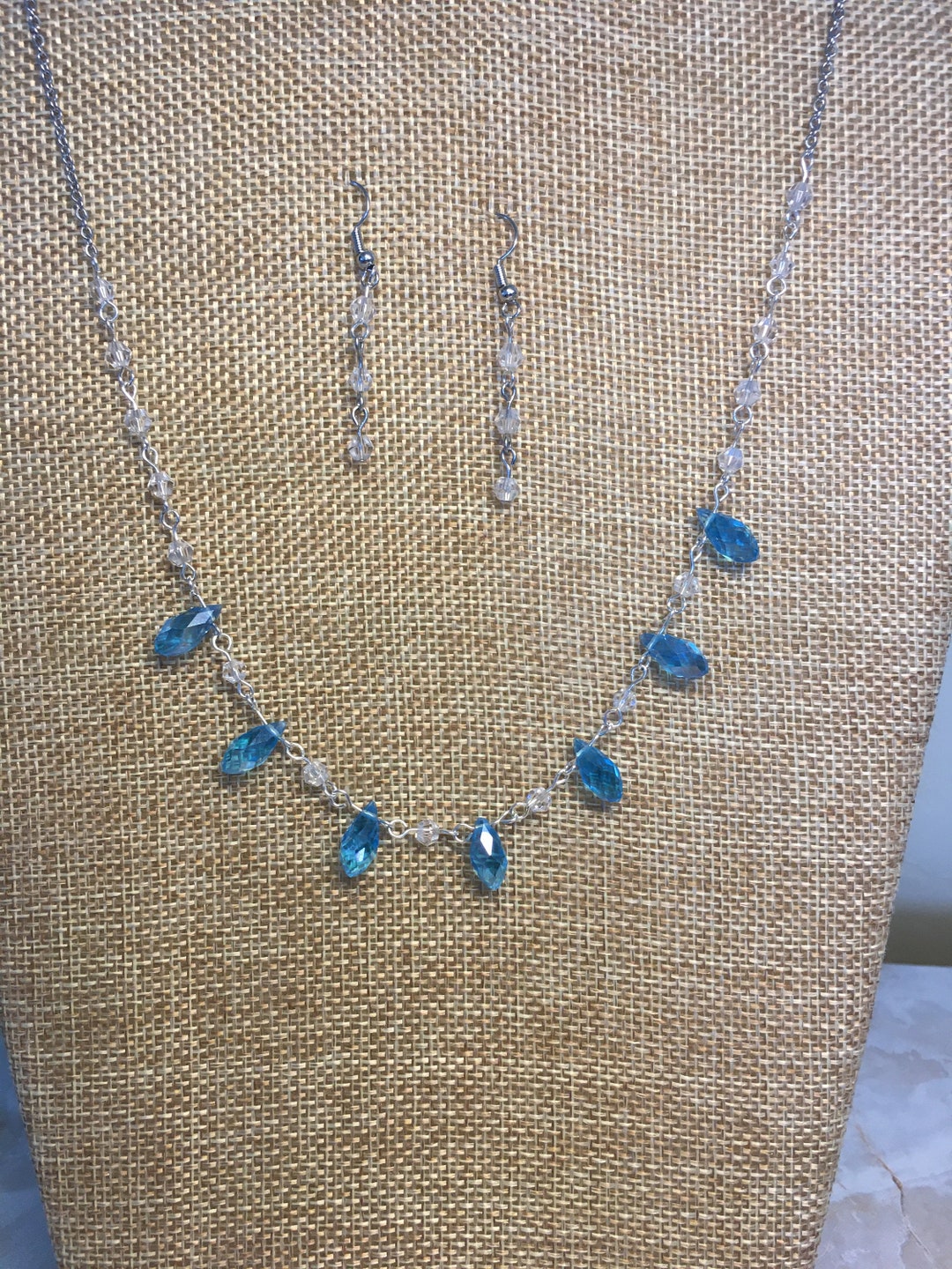 Ice Blue Crystal Necklace and Earrings Set! - Etsy