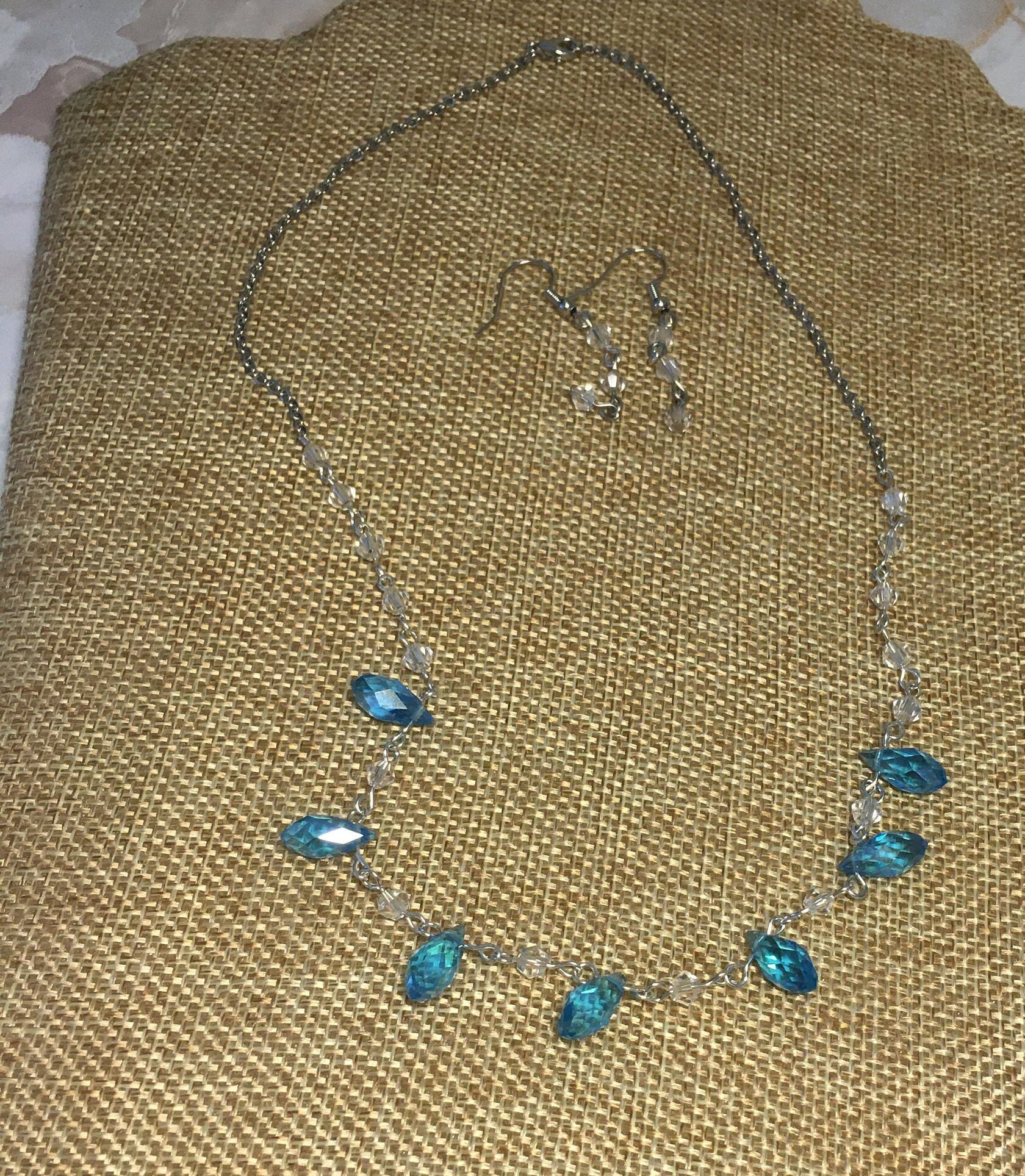 Ice Blue Crystal Necklace and Earrings Set! - Etsy